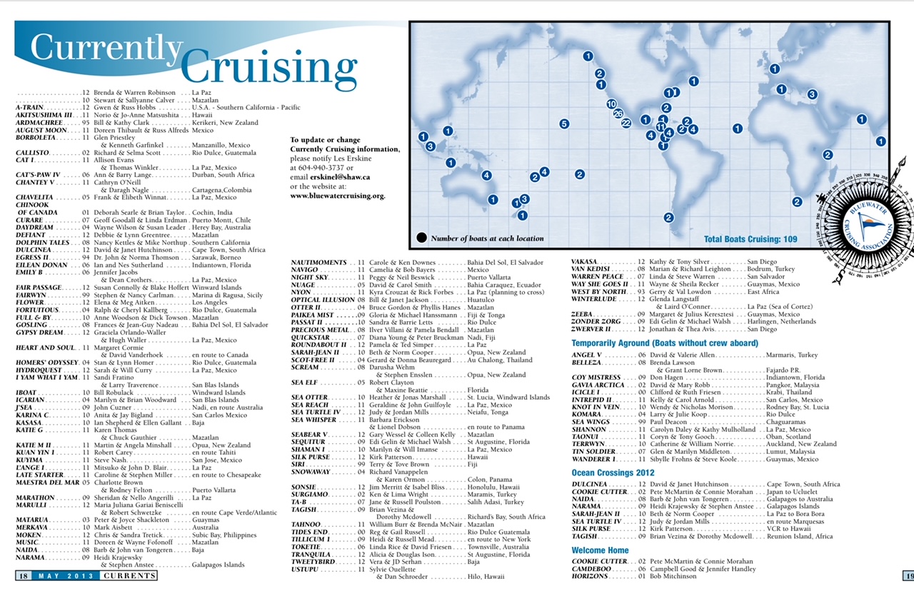 BCA Fleet Map - Currents Bluewater Cruising